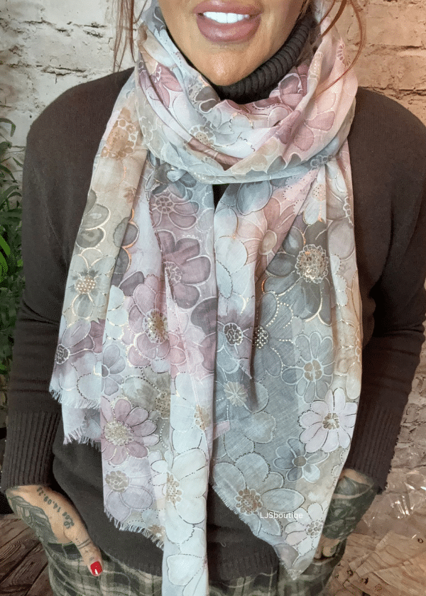 A87 Floral print scarf - LJ's Ladies Boutique