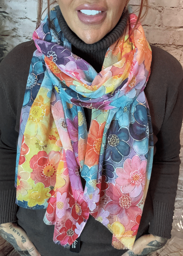 A87 Floral print scarf - LJ's Ladies Boutique